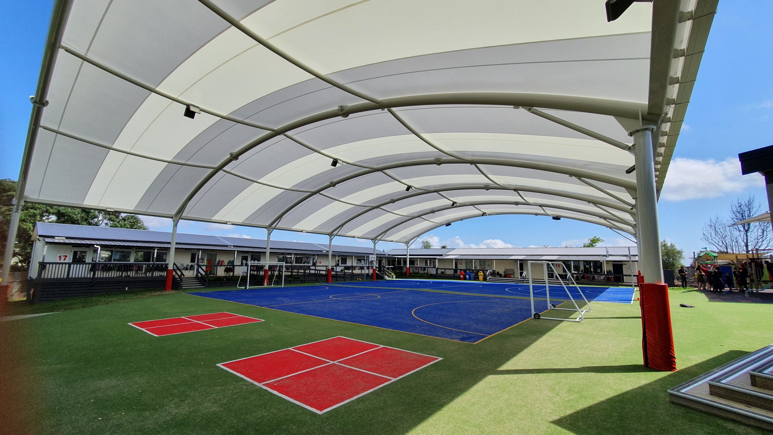 Pakuranga Heights School - Shade Systems NZ | Completed Court Canopy