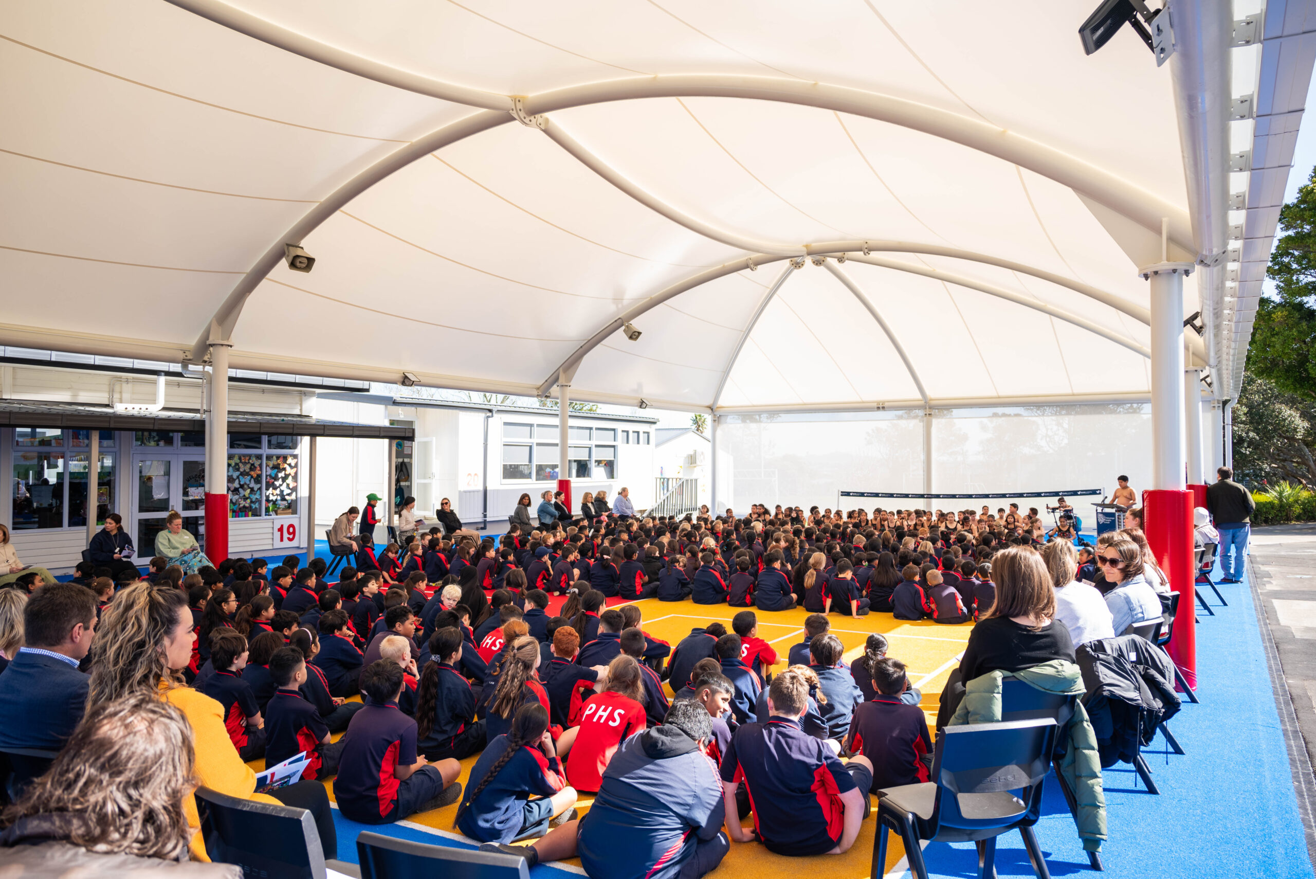 Pakuranga Heights School - Shade Systems NZ | Completed Court Canopy