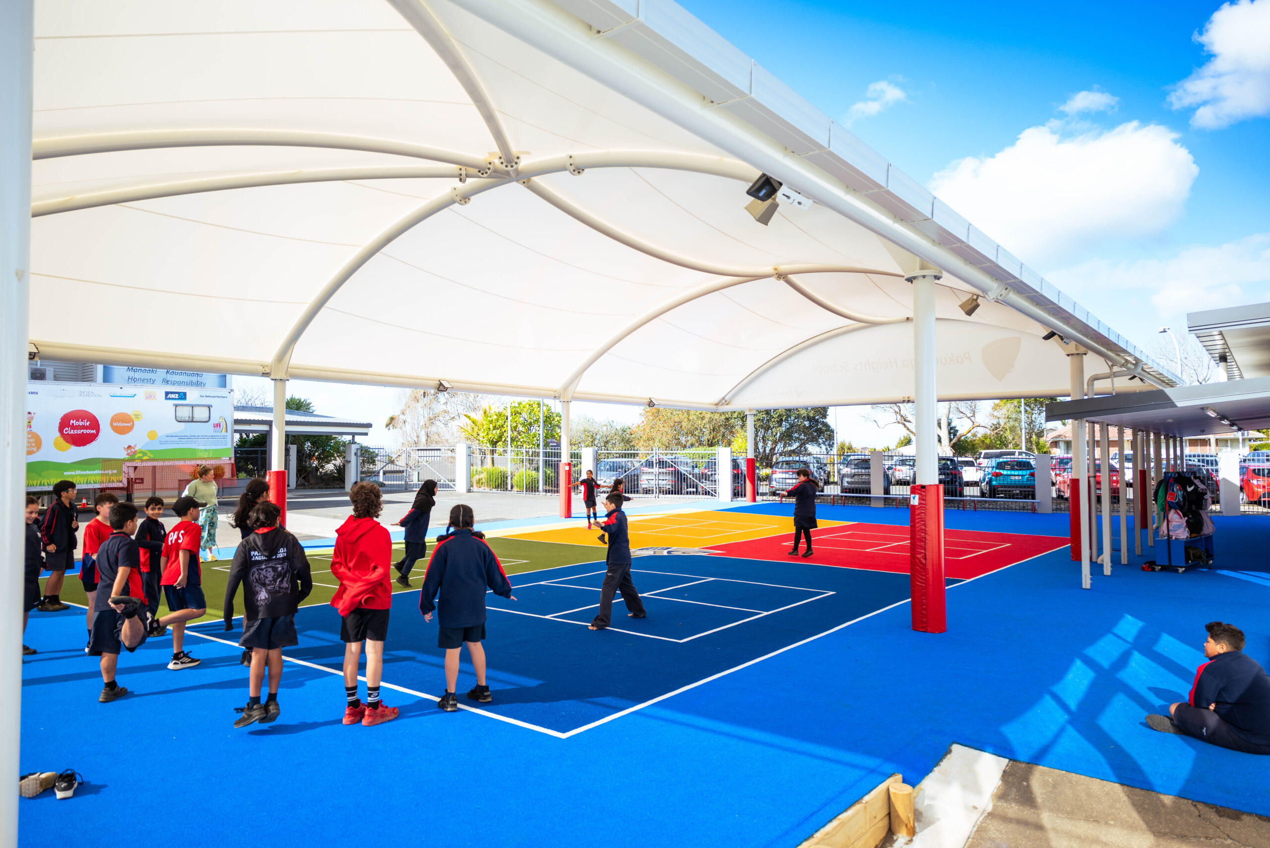 Pakuranga Heights School - Shade Systems NZ | Completed Court Canopy