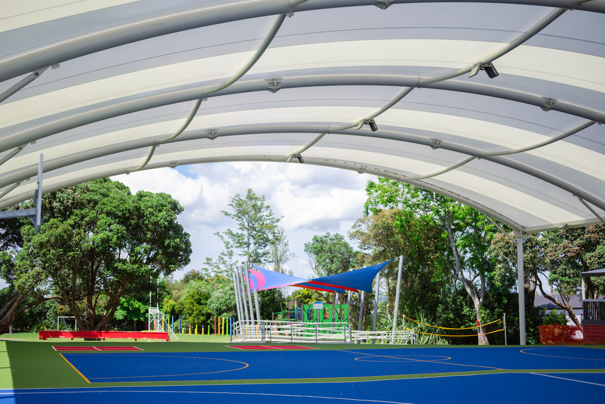 Pakuranga Heights School - Shade Systems NZ | Completed Court Canopy